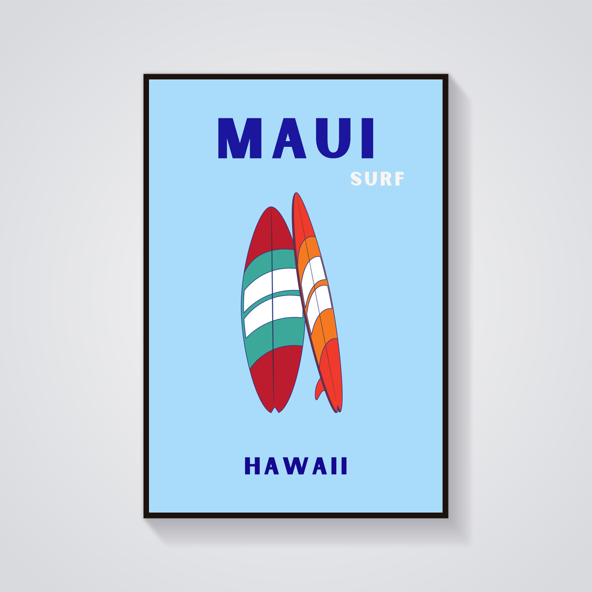 Preppy Maui Surfboard Poster – Ellezy