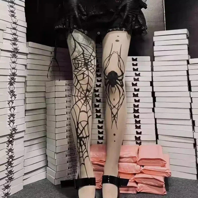 Black Goth Spider Skin Color Tights – Ellezy